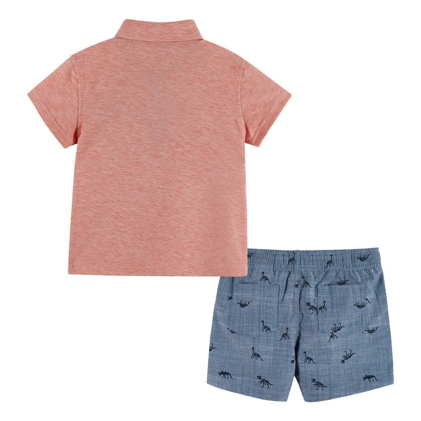 Heathered Polo Set - Faded Red – Little-Minnows