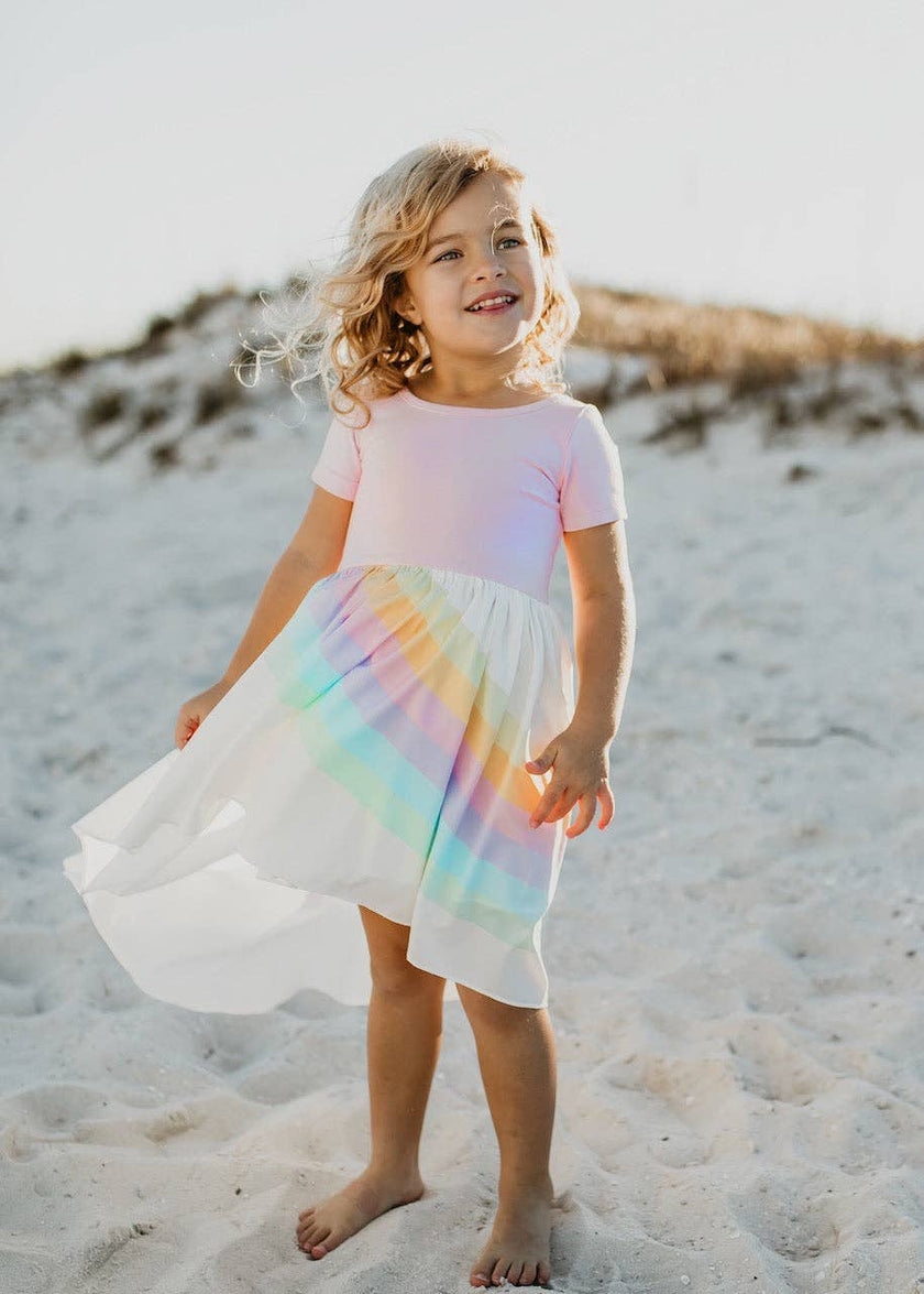 Kids Light Pink Pastel Rainbow Hi Lo Spring Easter Dress – Little-Minnows